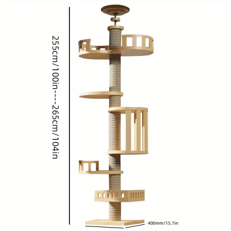Wooden Cat Climbing Tree Cat Toy Floor Ceiling Cat Tree Temu Malaysia