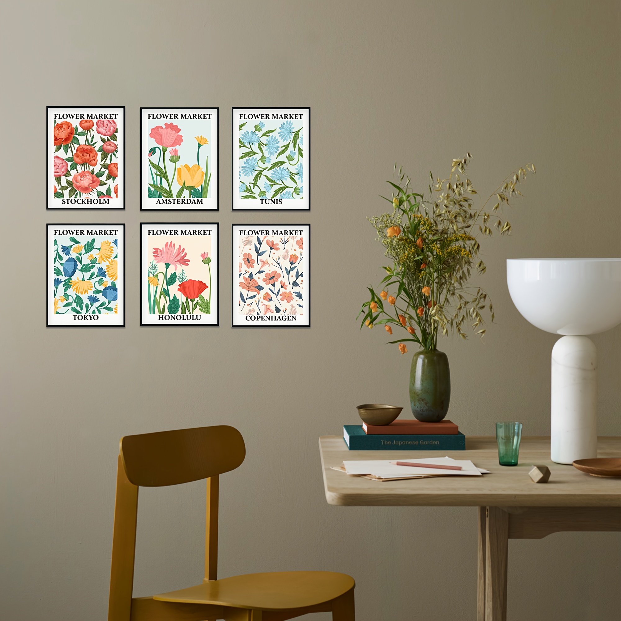 Flower Market Poster Bohemian Art Prints Danish Pastel - Temu New Zealand