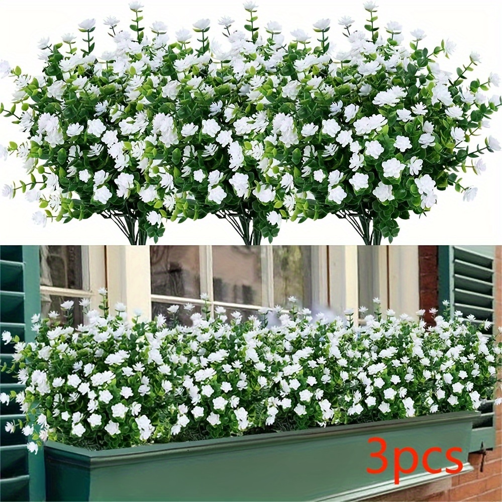 3 8pcs Anti Uv Artificial Flowers For Home And Garden Decor Realistic ...