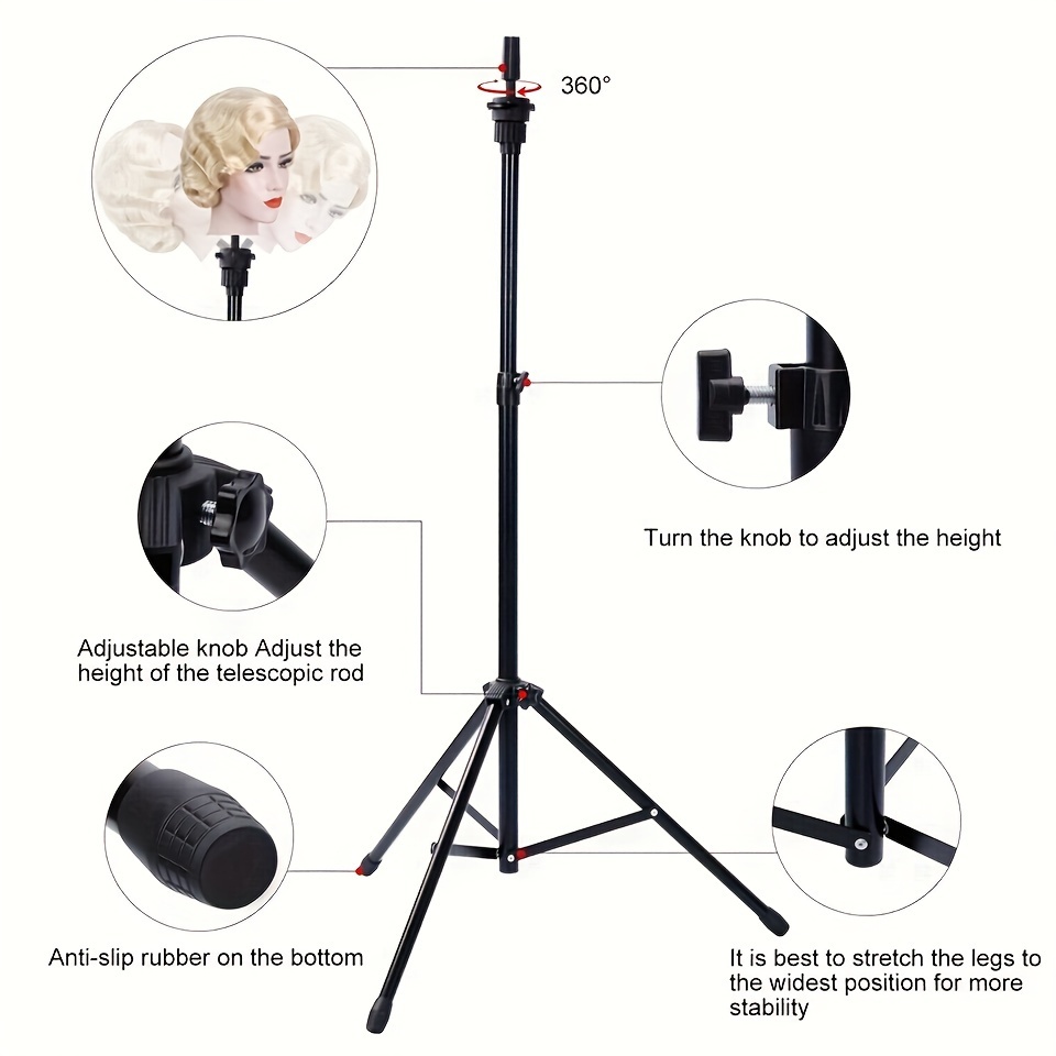 Adjustable Wig Head Stand Cosmetology Hairdressing Training - Temu ...