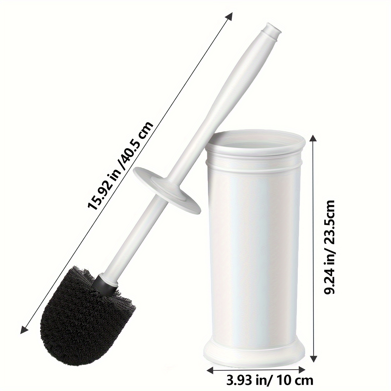 Ergonomic Long Handle Toilet Brush Set with Bristles and Holder Vintage Style No Power Needed Bathroom Cleaning Essential White
