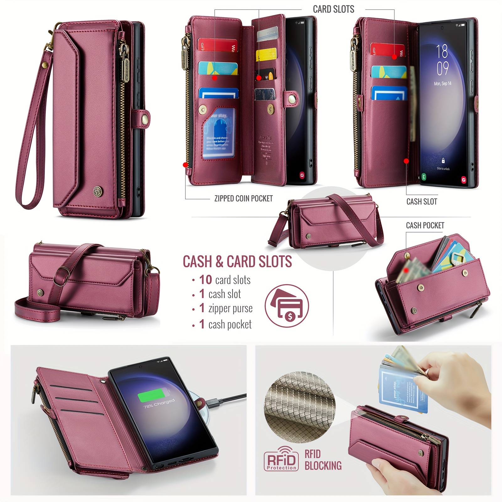 new flip wallet style phone case zipper galaxy - Temu Australia