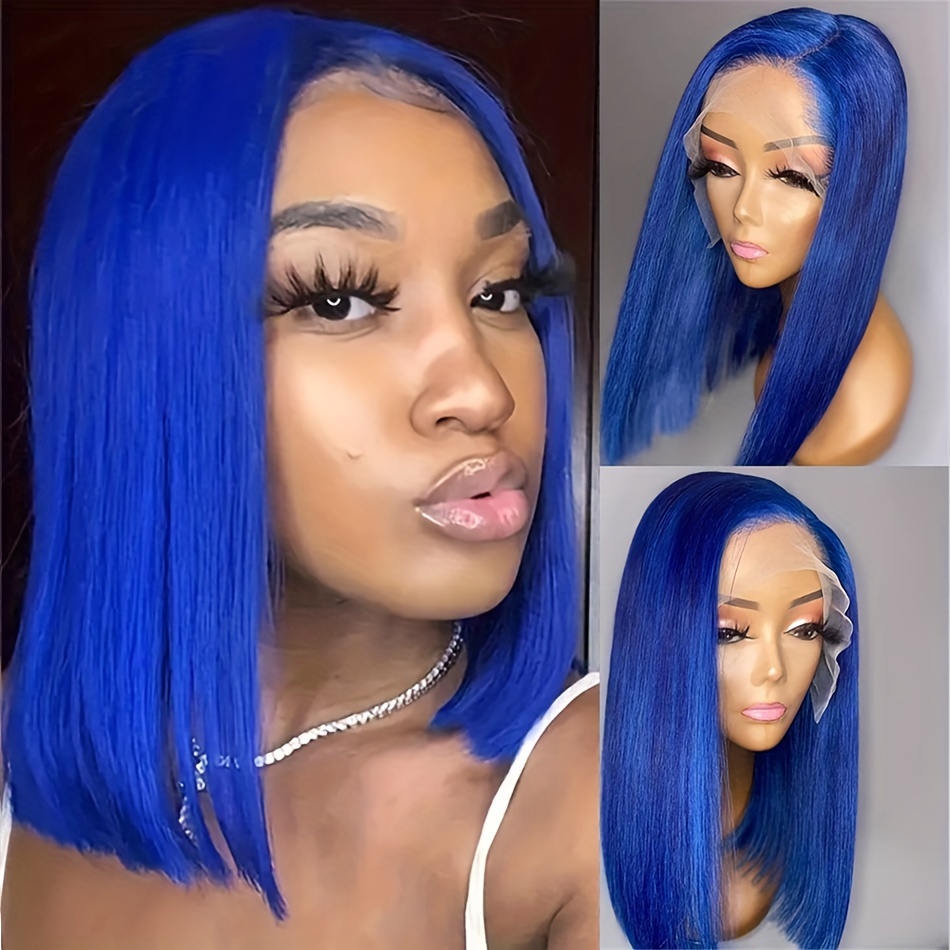 Blue bob wig store