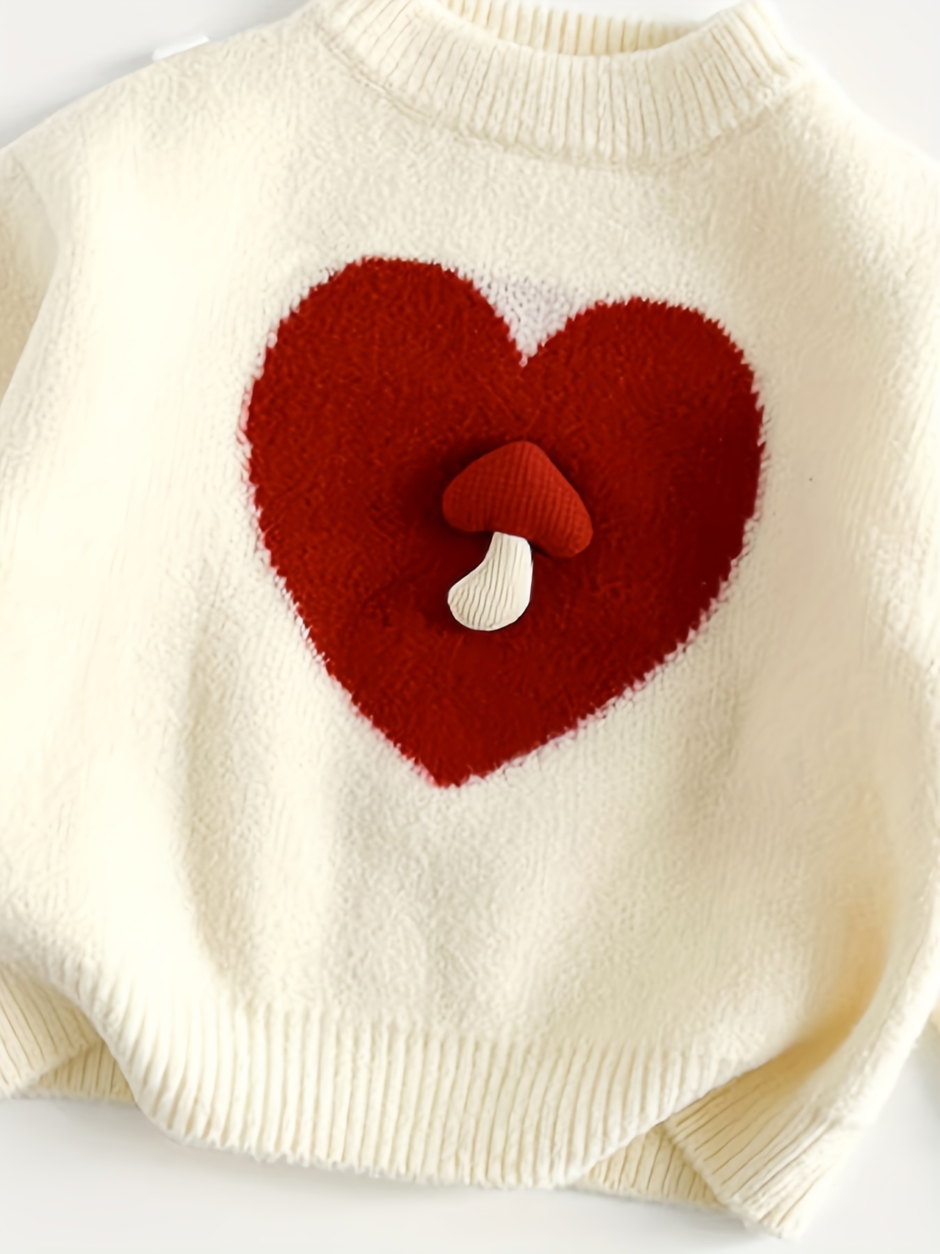 Boys Heart Pattern Jacquard Thick Knit Sweater Round Neck - Temu United ...