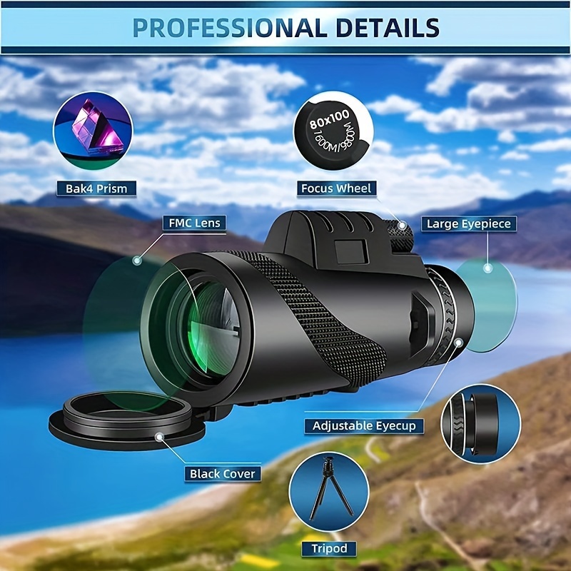 Adult High power Monocular Telescope Equipped Smartphone - Temu