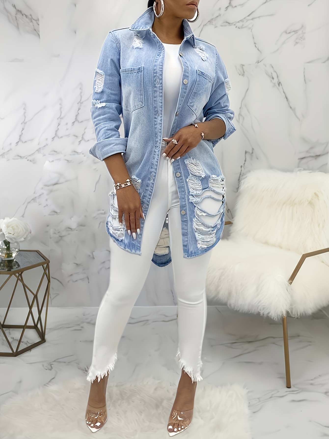 Women's Denim Jackets & Coats - Temu