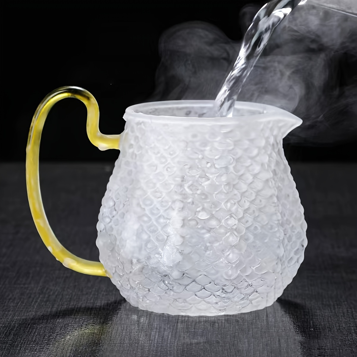 glass tea cup fish scale texture hammer pattern teapot - Temu Australia