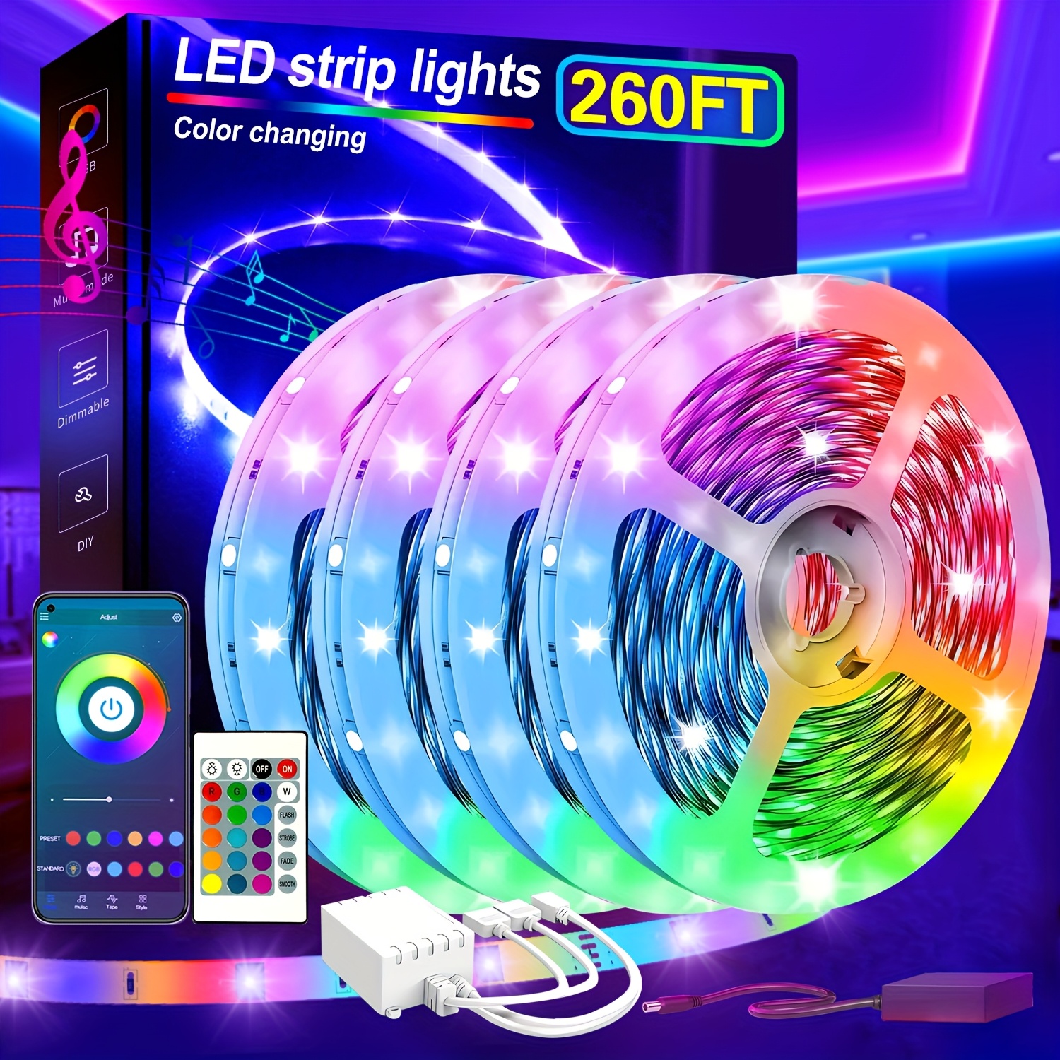 led lights sold on Temu United States