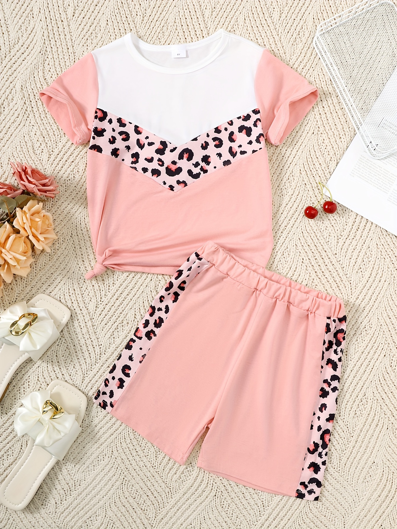 trendy splicing leopard print colorblock outfits girls - Temu Canada
