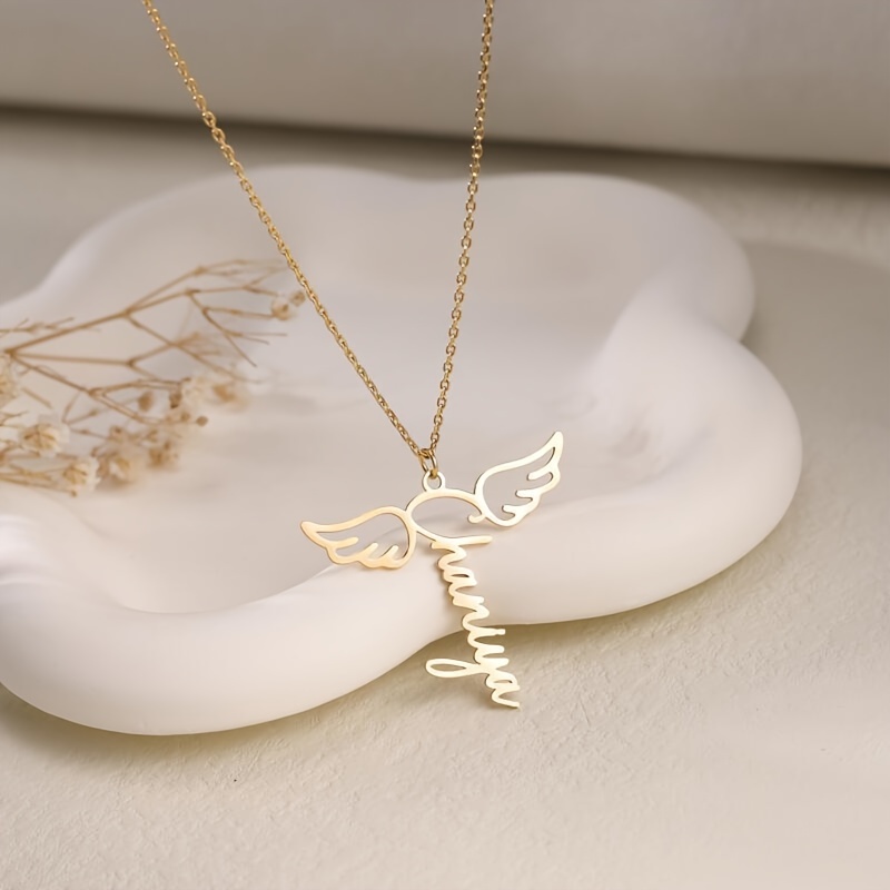 Custom] Customized Angel Wings Necklace Customized Name - Temu United ...