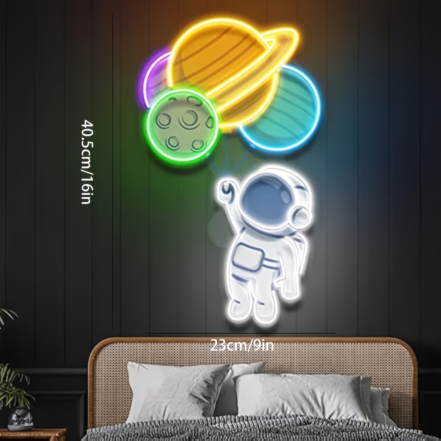 Neon Signs Balloon Astronaut Custom Artwork Neon Sign Wall - Temu