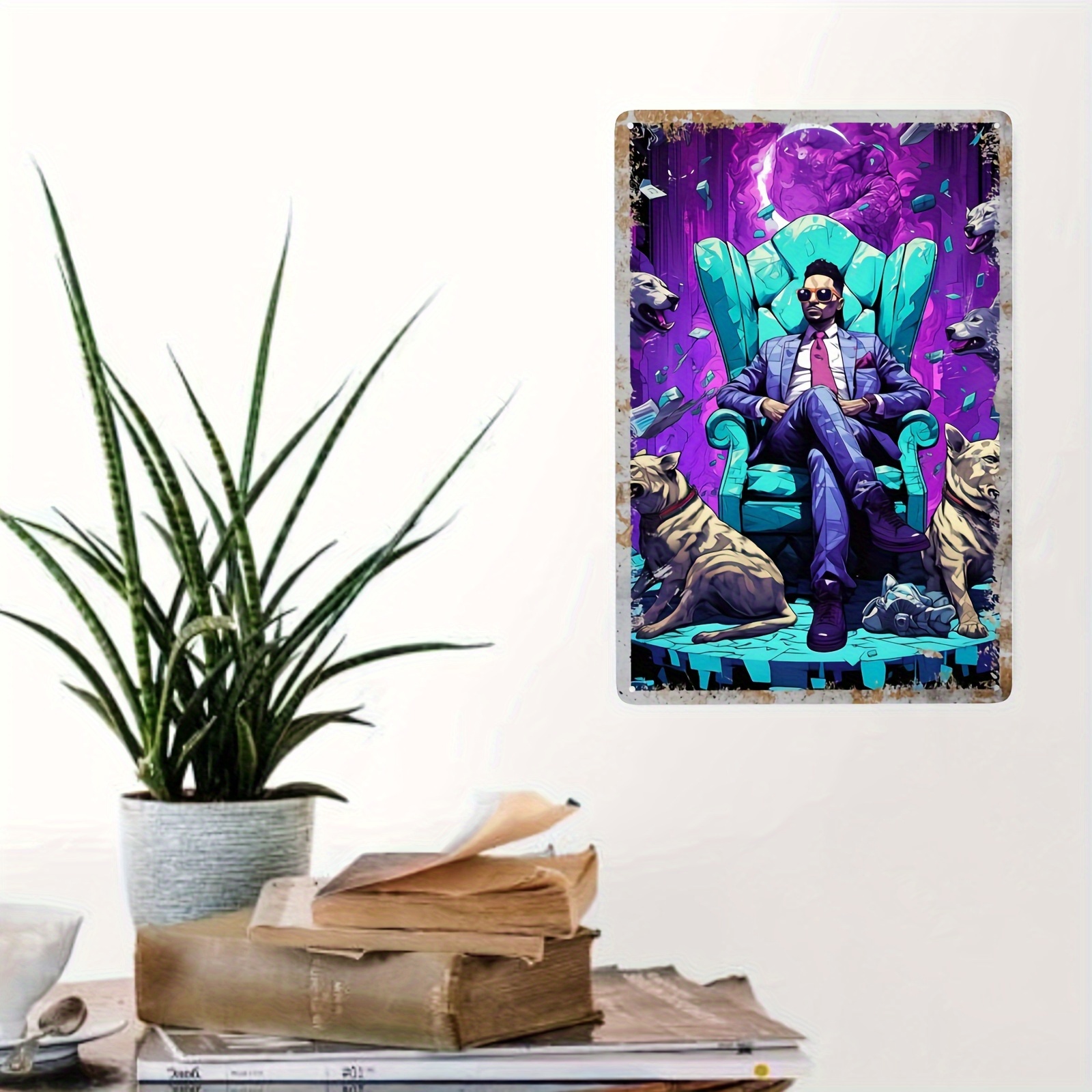 " Decor" Vintage style Aluminum Wall Art Rich King Boss - Temu