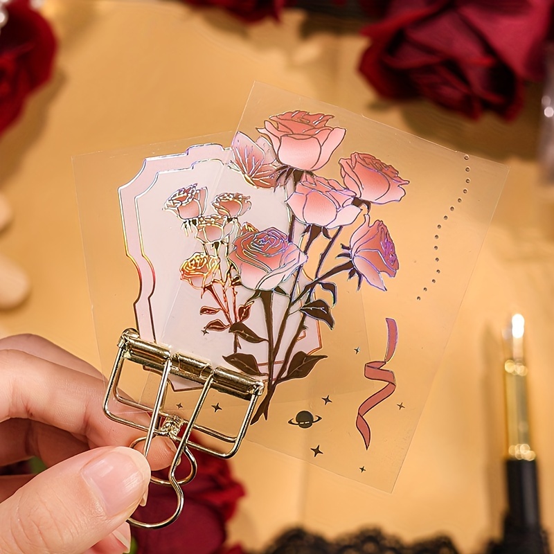 Rose Embossed Diary Tape Pvc Sticker Retro English - Temu Philippines