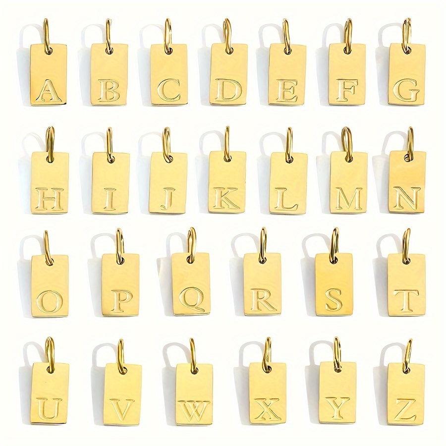 Golden Rectangle Sheet Letter Pattern Pendant Necklace - Temu United ...