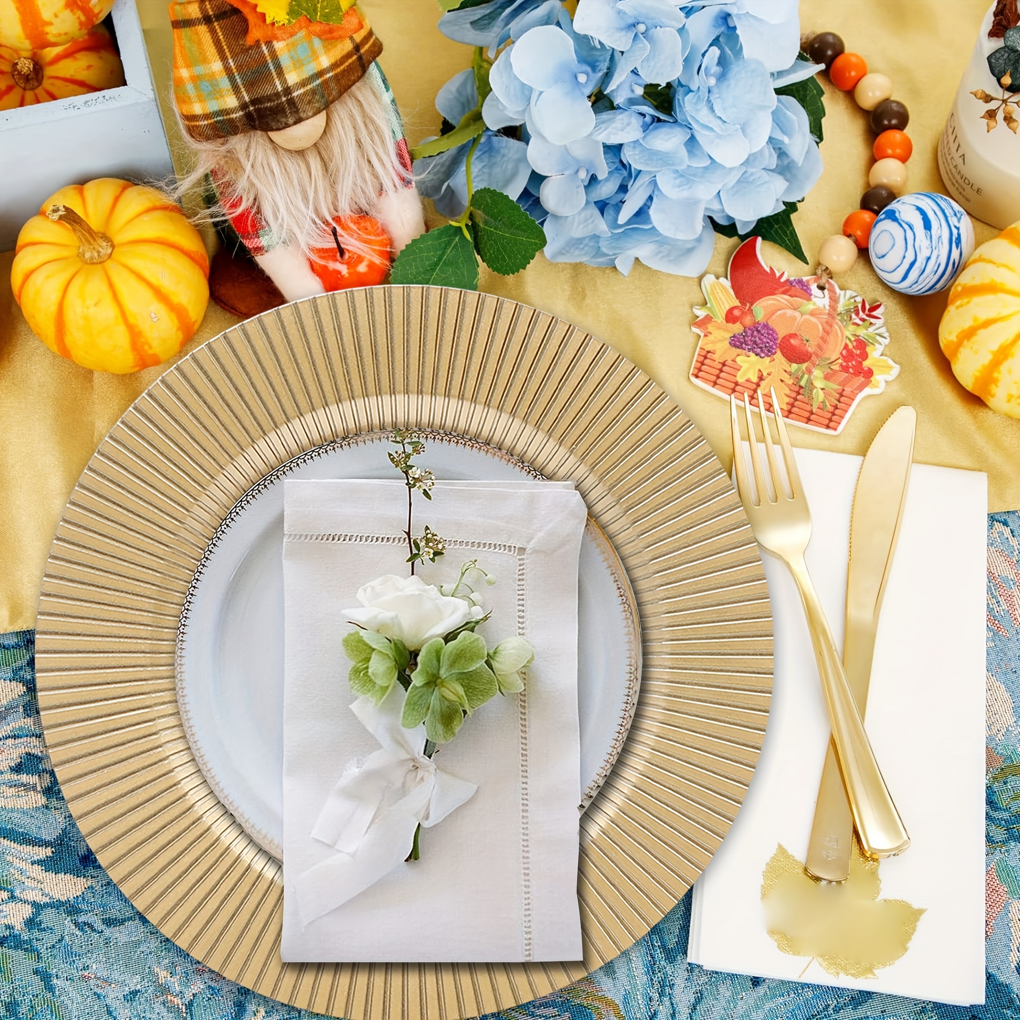 Elegant Golden Charger Plates Set Vintage - Temu