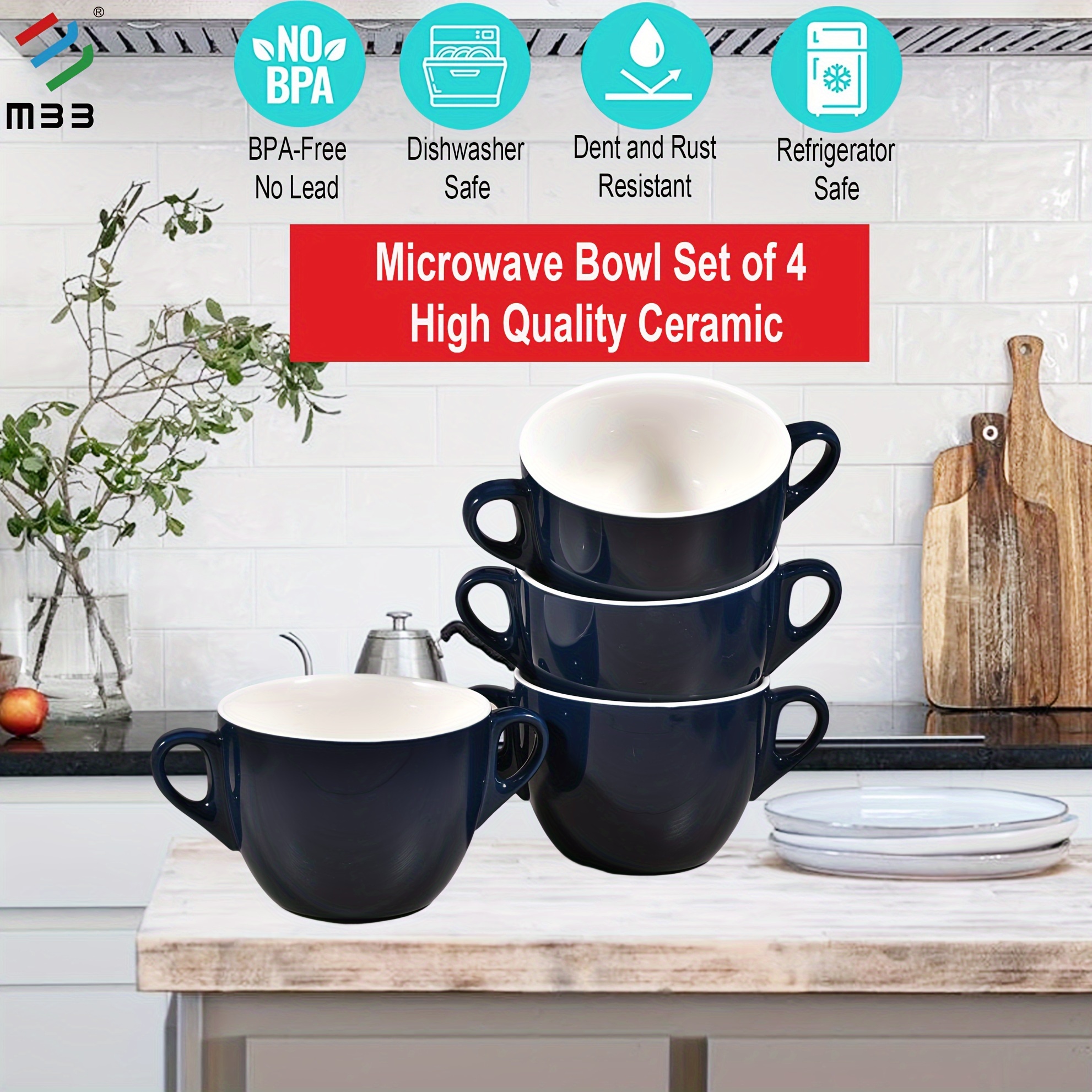 Porcelain Large Serving Soup Bowl Set Double handle Bowls - Temu