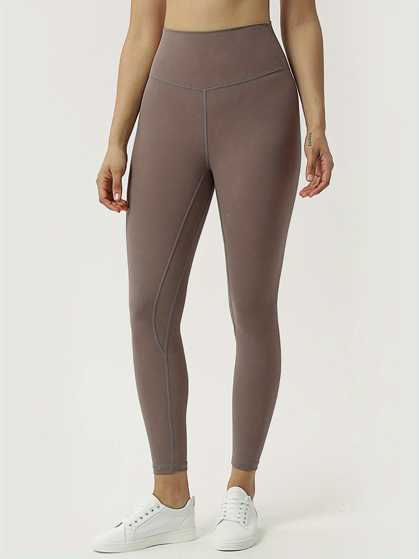 Solid Color Hidden Pocket Yoga Pant Slim Fit Stretchy - Temu Philippines