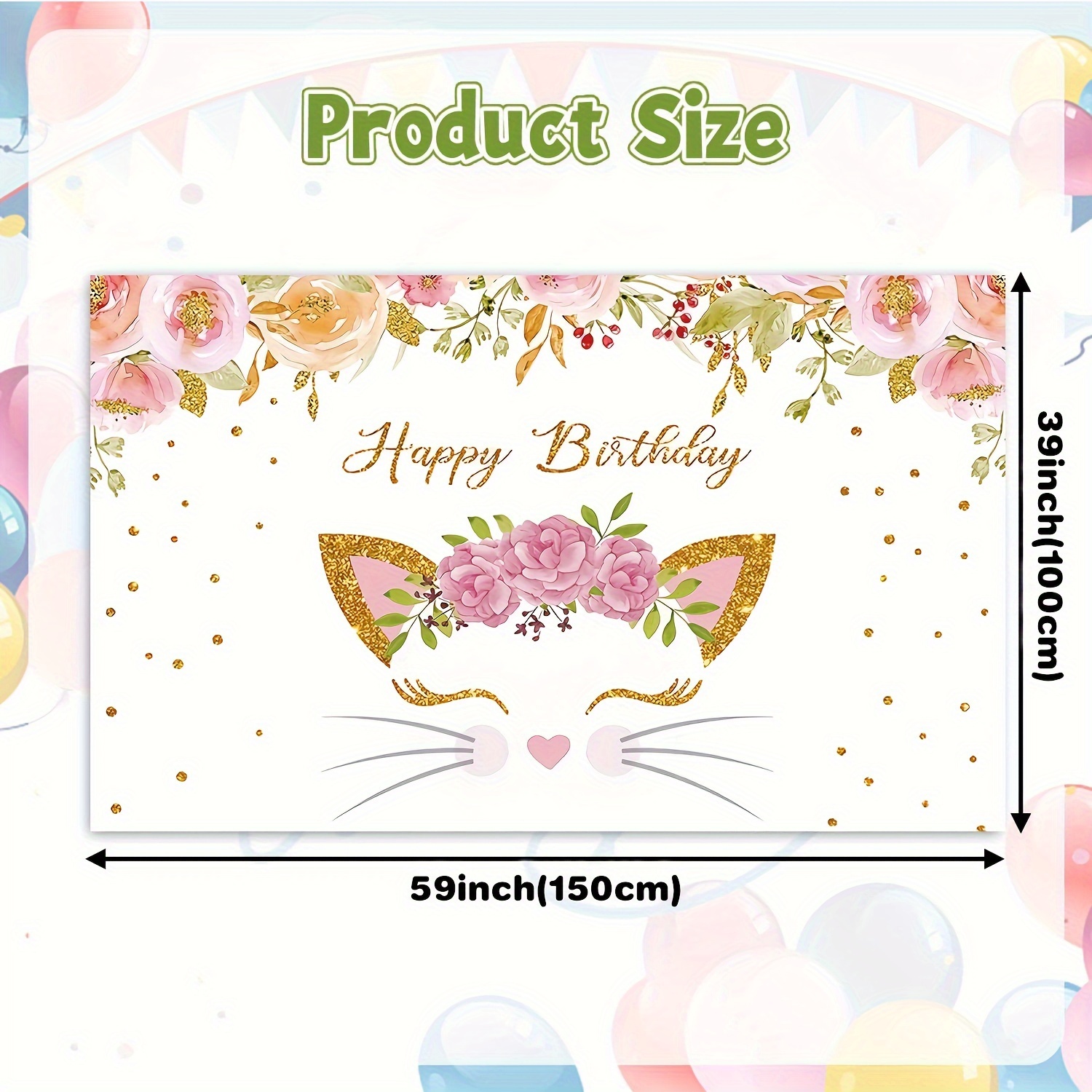 Cartoon Cat Party Backdrop Polyester Perfect Birthdays - Temu