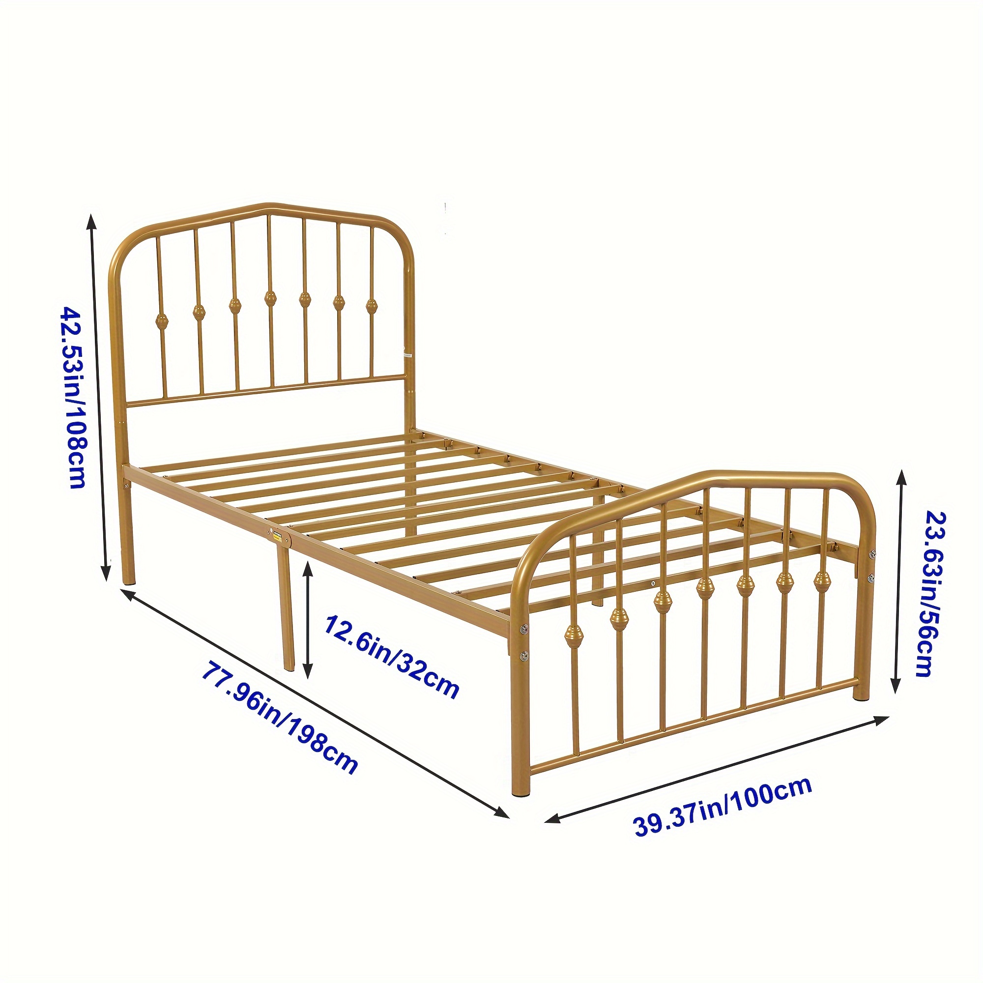 Metal Bed Frame Twin Size (golden) Modern Headboard - Temu