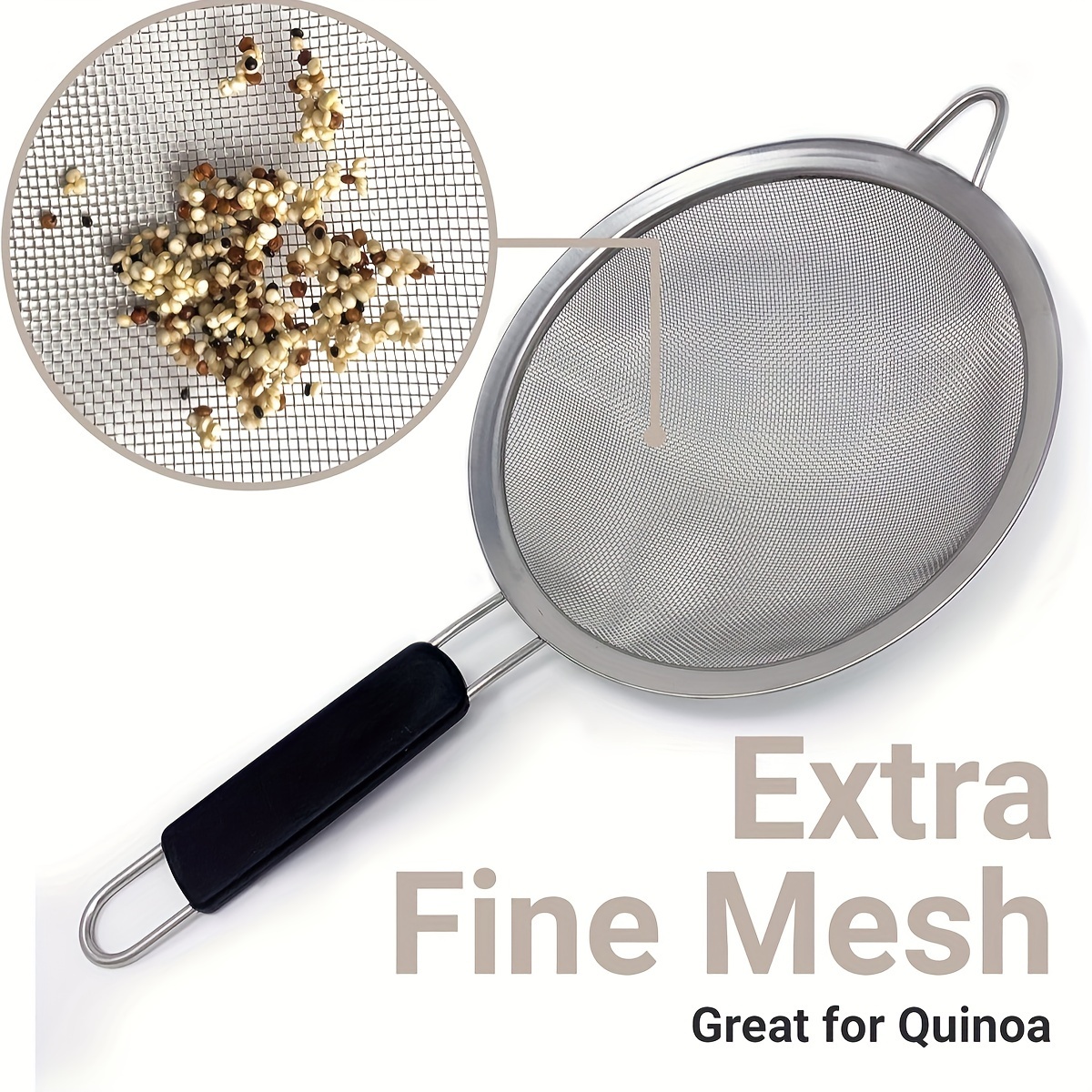 Stainless Steel Fine Mesh Strainer Set - 3 Sizes (3.2", 4.7", 7") With ...