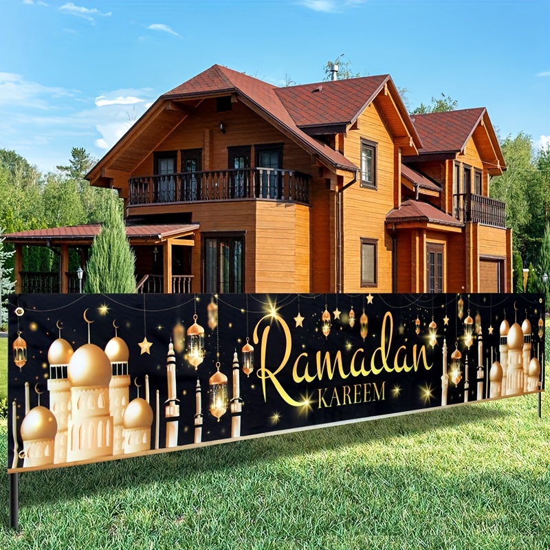 Yard Banner Ramadan Theme Decoration Black Golden Yard - Temu Canada