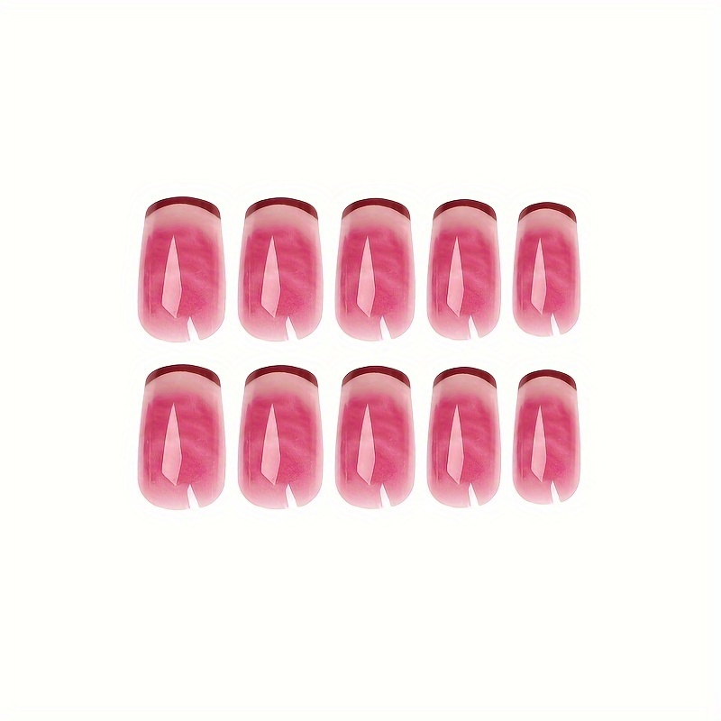 Chic French inspired Pink Ombre Press Nails Medium - Temu