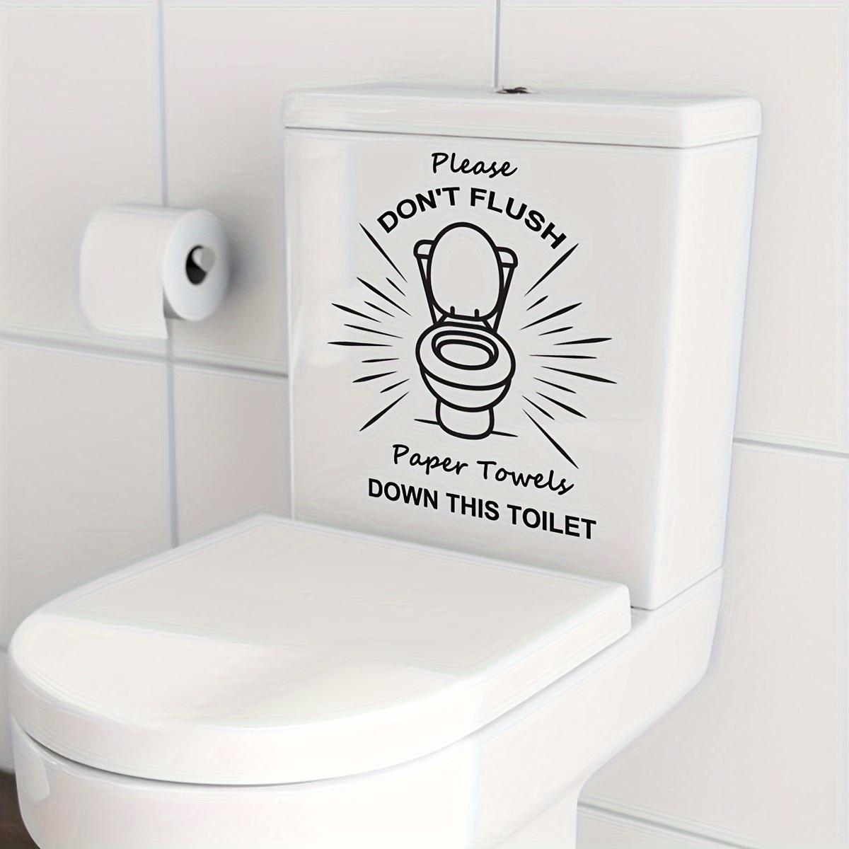1pc "please Don't Flush Paper Towels" Toilet Reminder Decal, Self ...