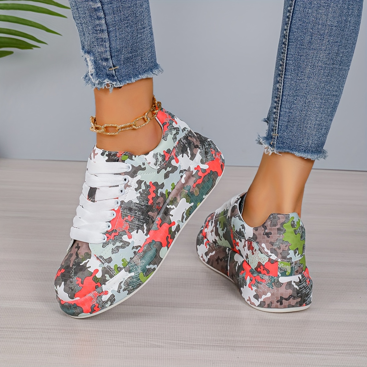 Patike sa grafitnim uzorkom za žene pertle platforma sa - Temu