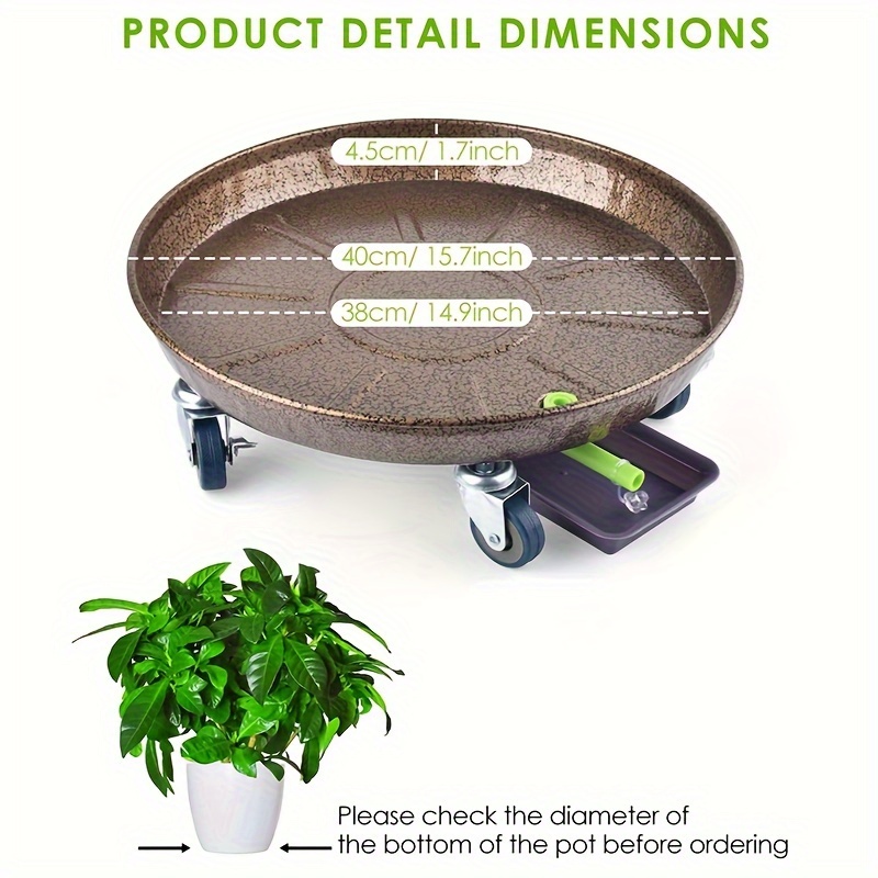 Large 15 7 Round Plant Stand With Locking Wheels Heavy Duty Boy Indoor ...