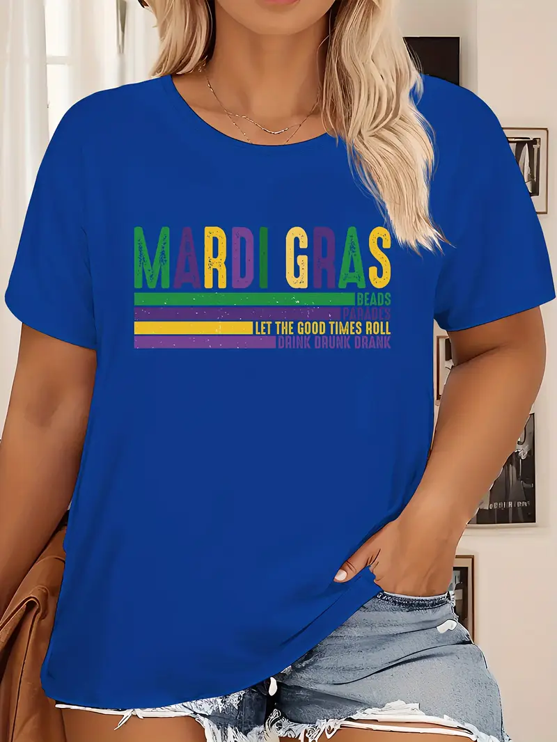 Letter Print T Shirt Plus Size Casual Crew Neck Short Sleeve Temu Canada