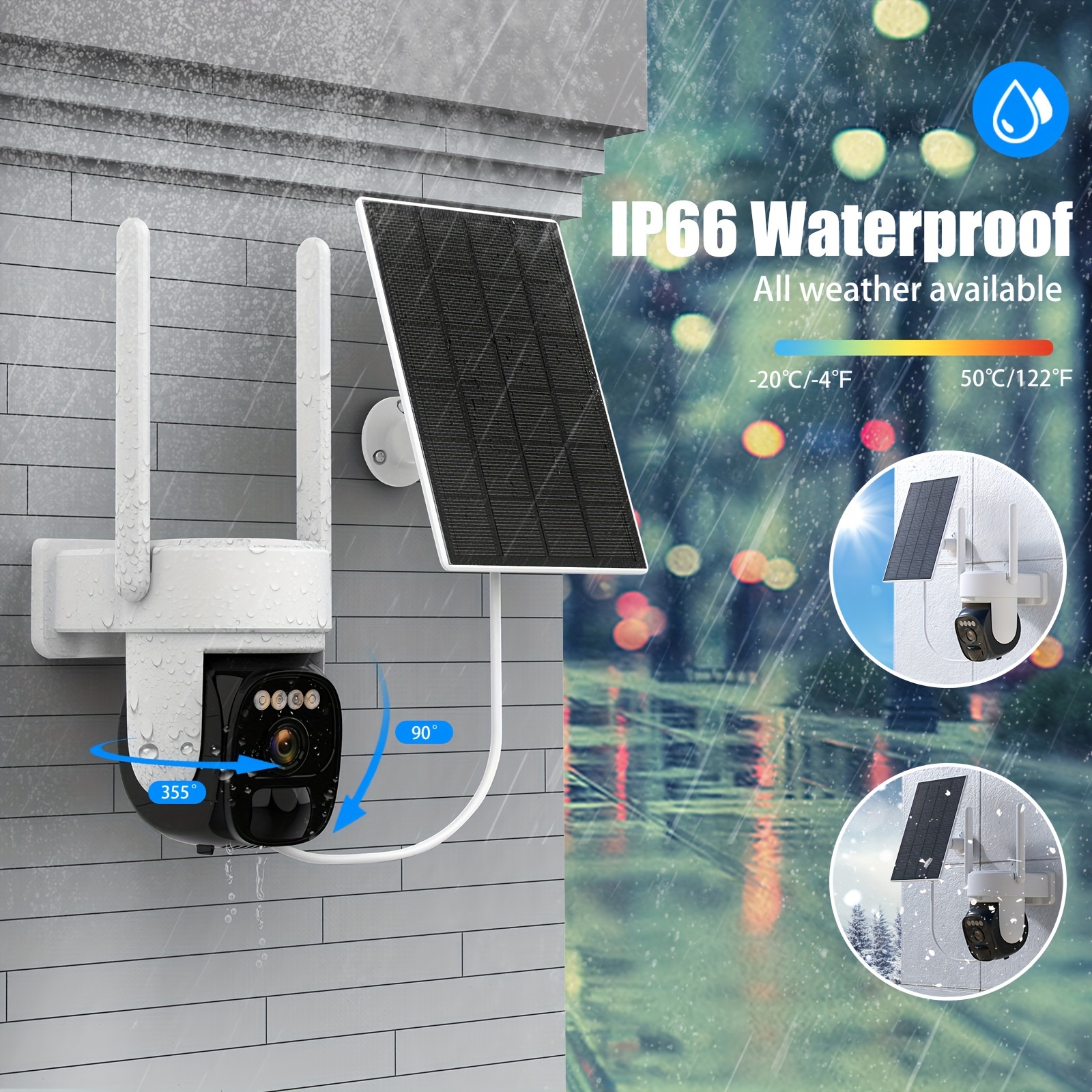360 °2k Hd Security Camera Solar Panel Monitoring System - Temu