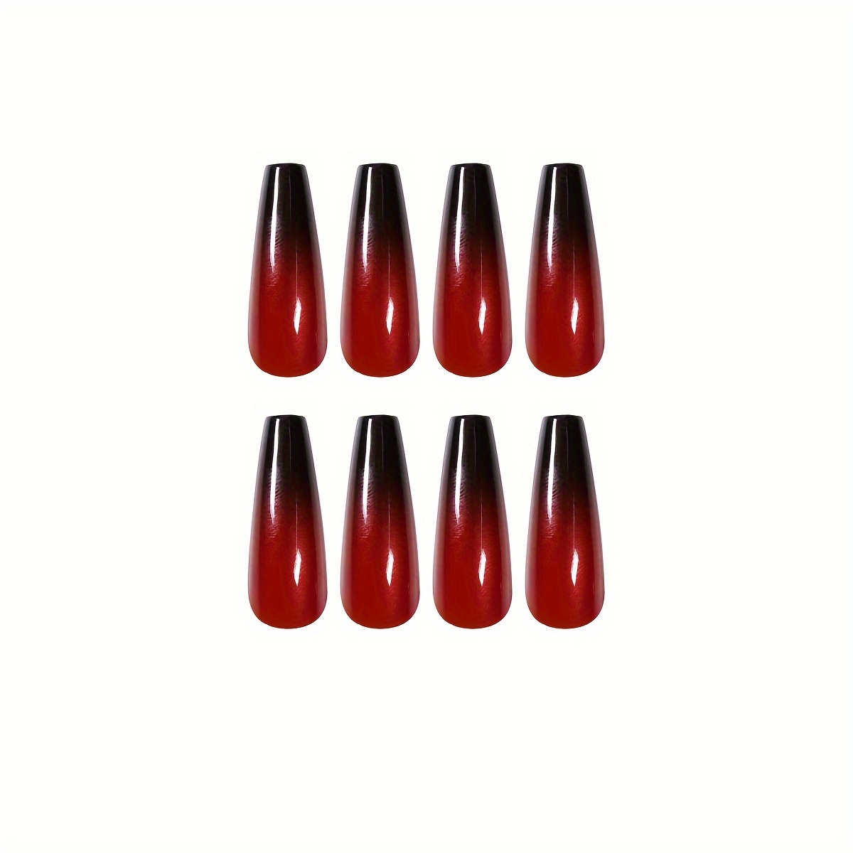 Cool Nails Glossy Black Red Gradient False Nails Long - Temu Philippines