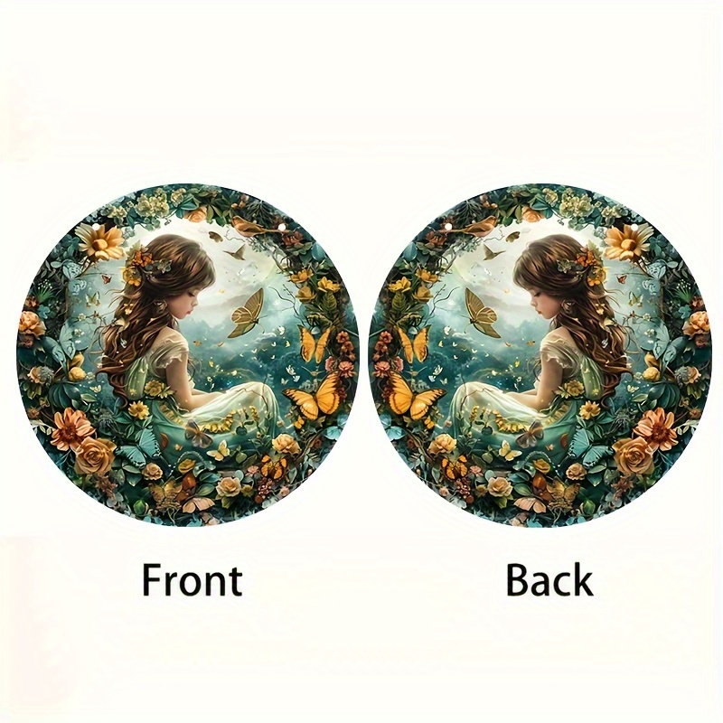 Charming Acrylic Wreath Sign Girls Butterflies Flowers - Temu