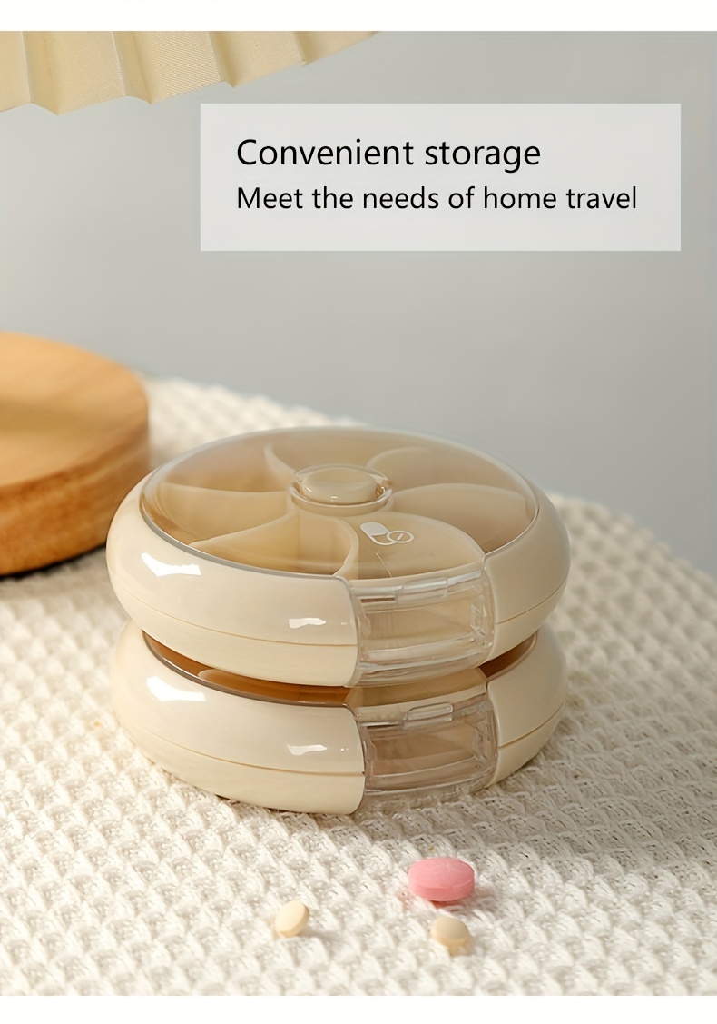Portable Round Pill Organizer Rotating Lattice Design - Temu