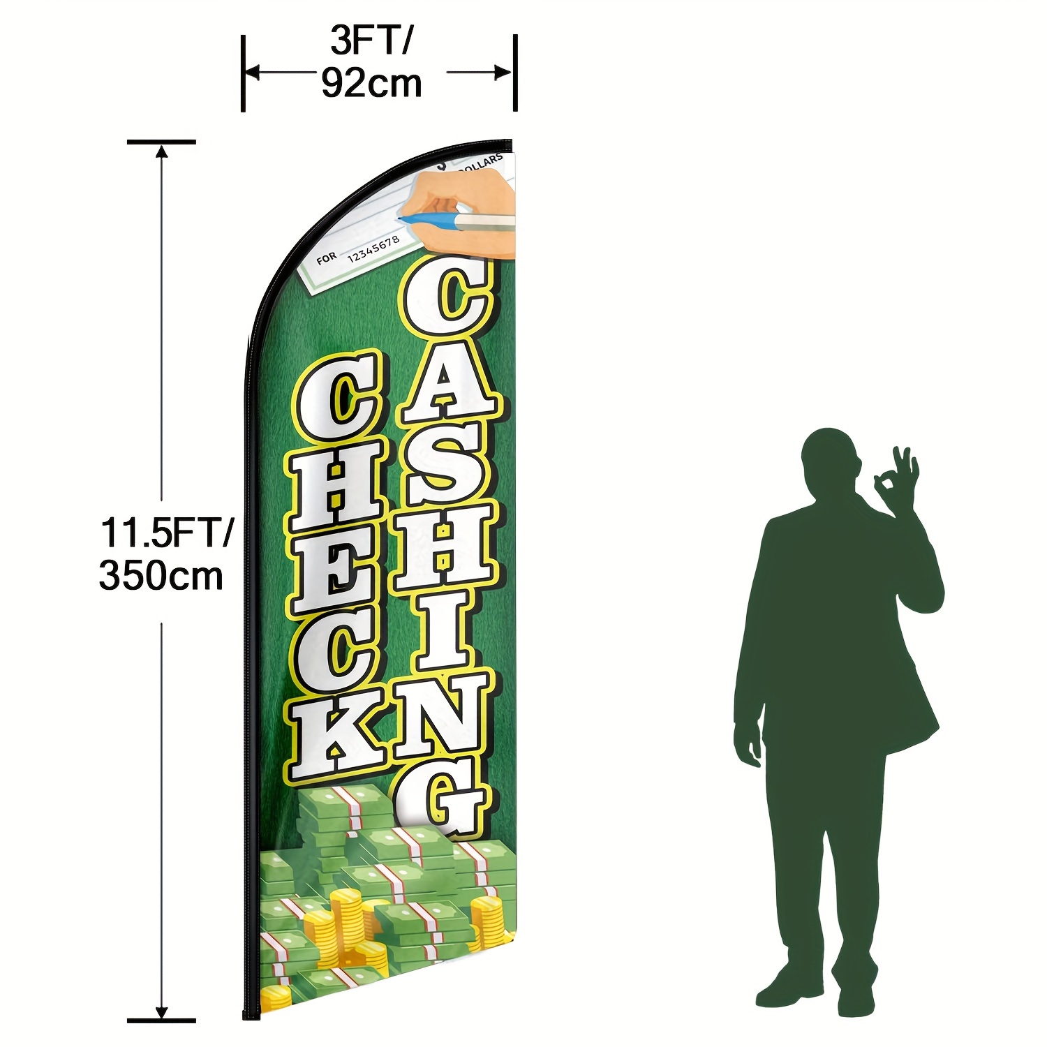 Cash Checks Themed Feather Flag Cash Checks Advertising - Temu