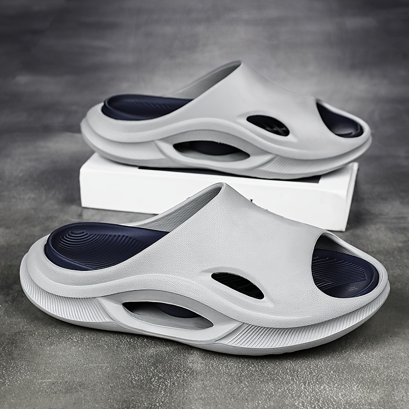 mens trendy eva slides non slip quick drying open toe slippers for indoor outdoor walking and ...