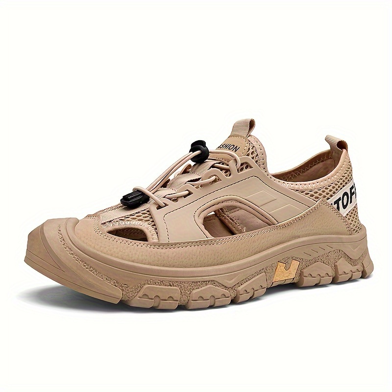 Mens Trendy Casual Closed Toe Sandals With Elastic Shoelaces Breathable ...