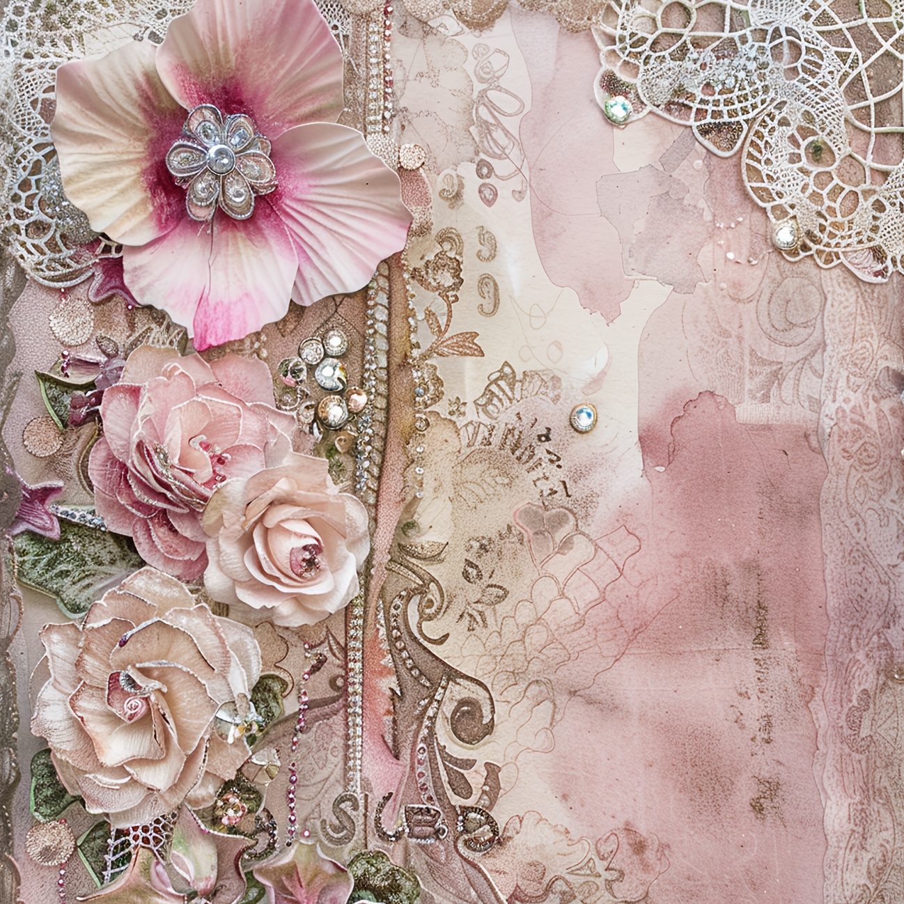 Vintage Flowers Scrapbook Paper Set: 12 Sheets Perfect For Gift ...