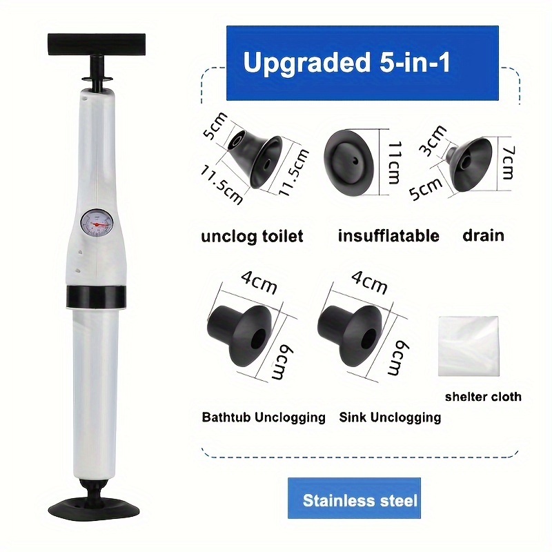 Toilet Plunger Kit High Pressure Air Drain Blaster Toilet - Temu Canada