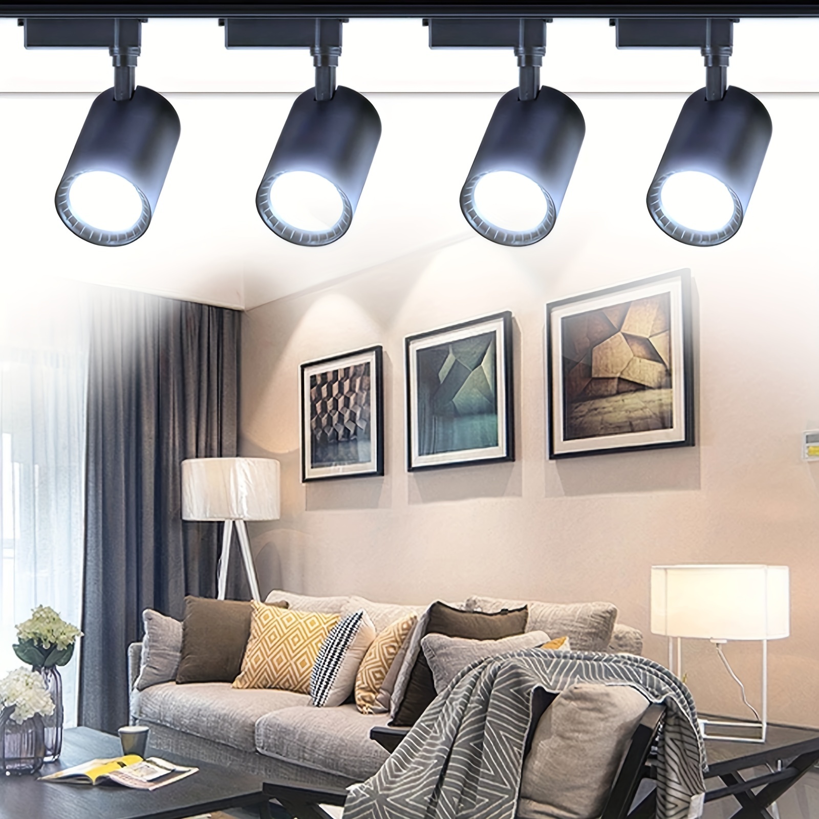 Track Lighting Fixtures Ceiling 3-Light Adjustable Track Lighting Kit ...