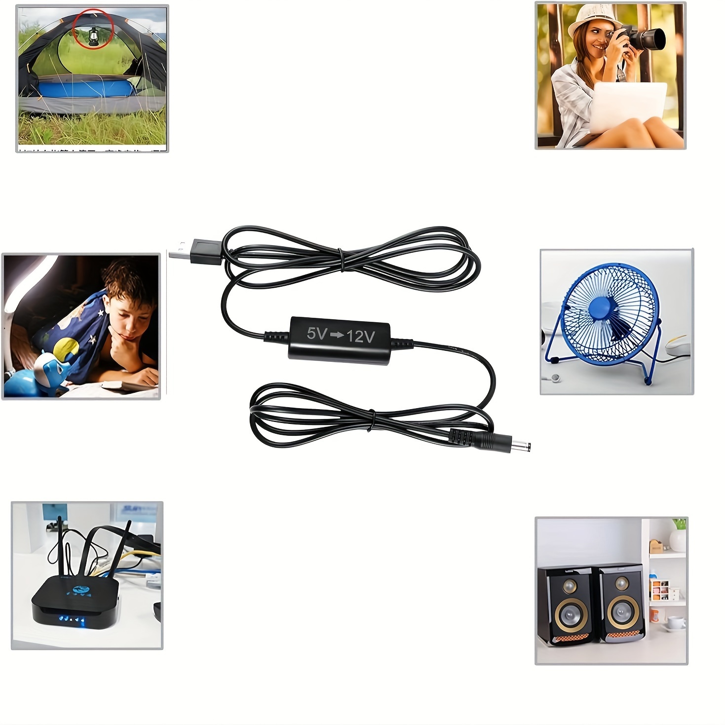 Usb 5v 12v Usb Voltage Step Converter Cable (12v 0.7a 1a) - Temu New ...