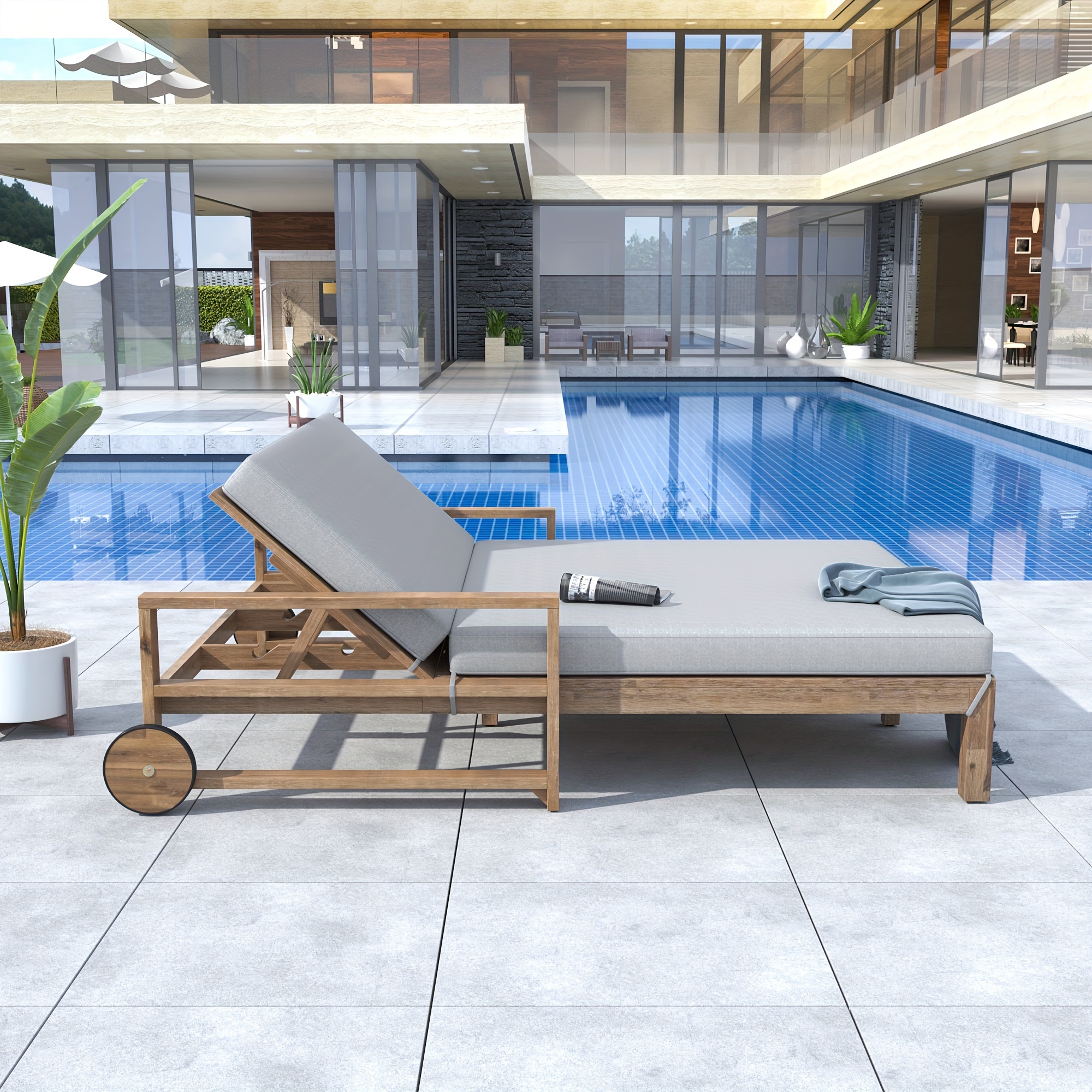 Farmhouse Wooden Outdoor Sunbed Ultimate Relaxation - Temu