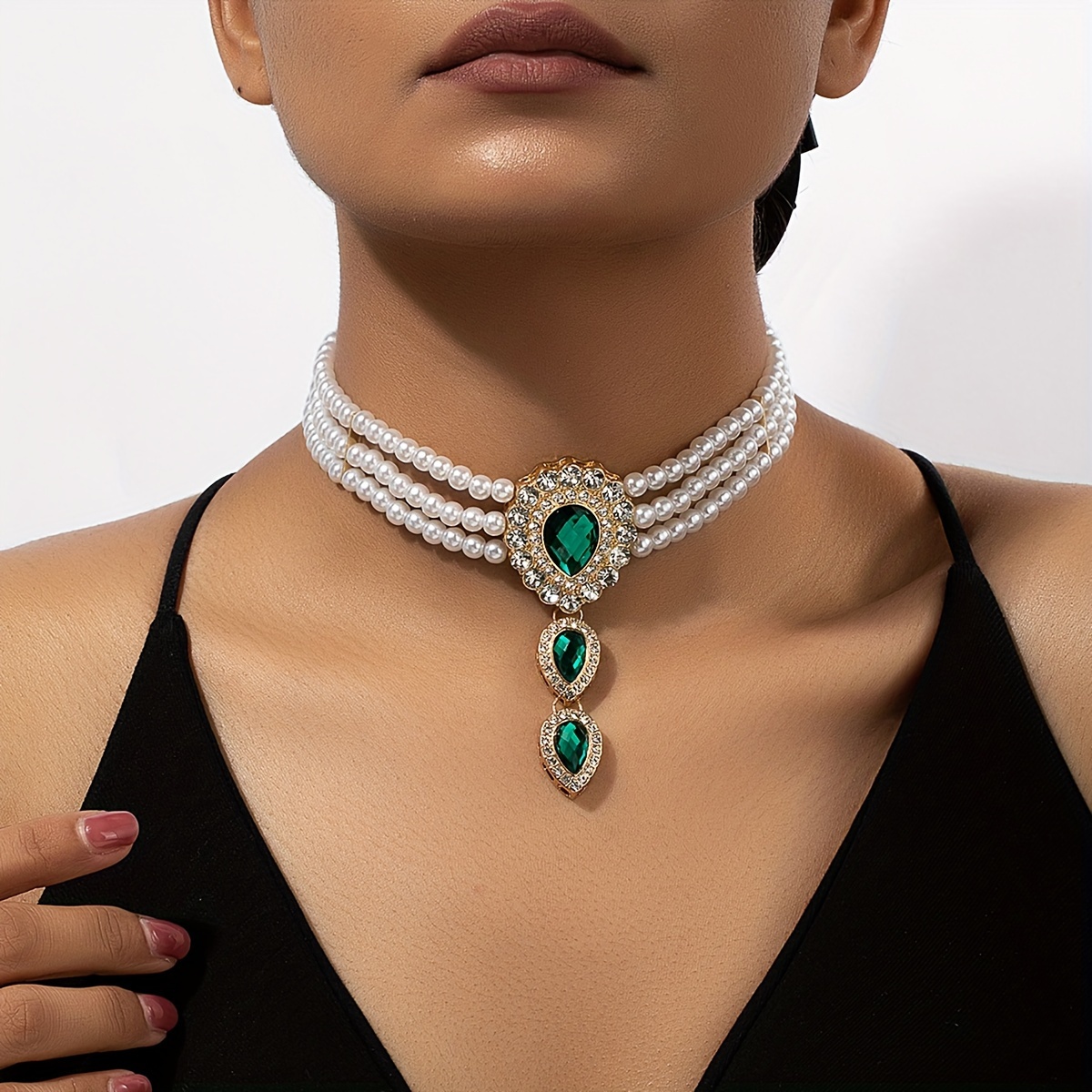 elegant vintage inspired choker necklace green Temu