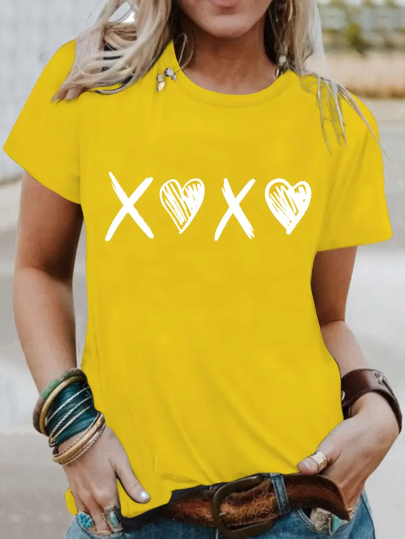Valentines Day Graphic Print T Shirt Short Sleeve Crew Neck Temu New