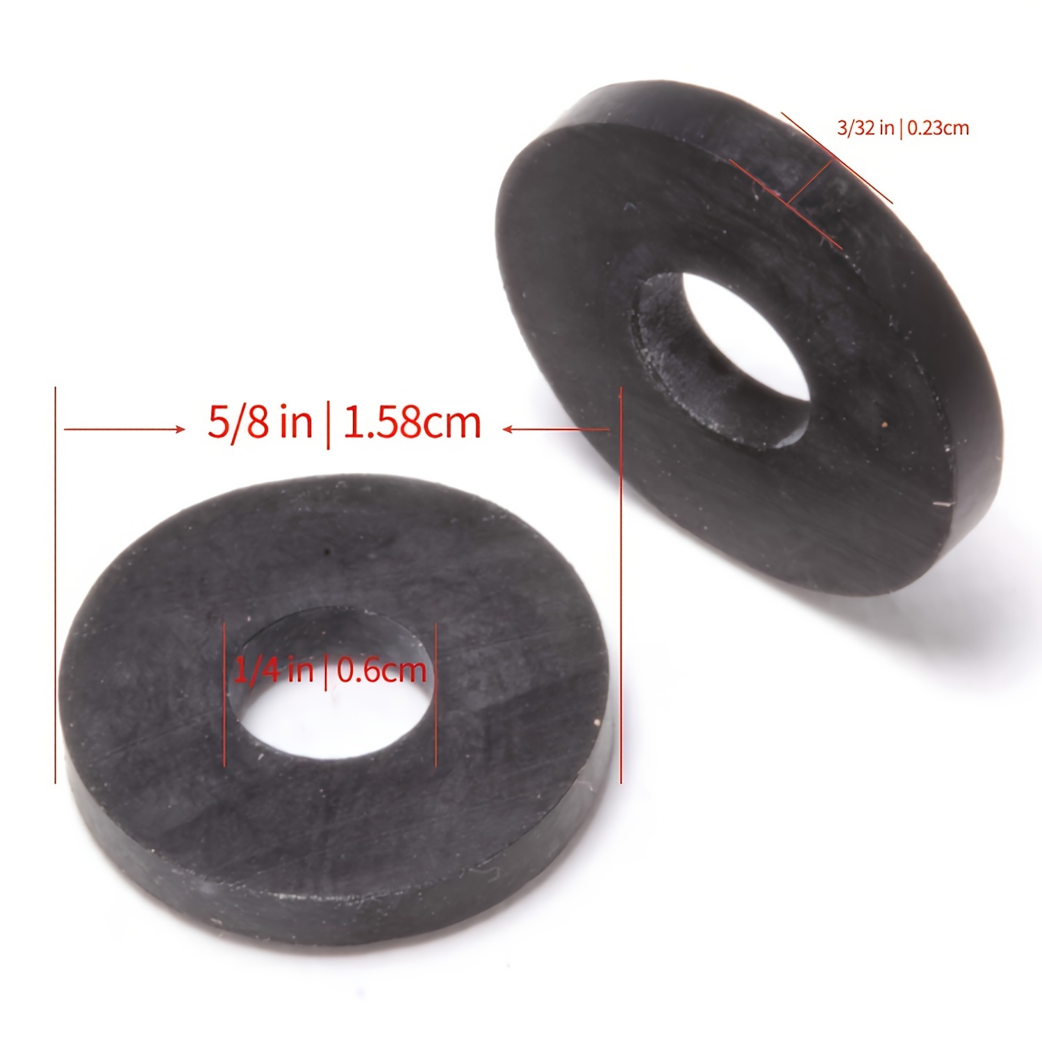 100-pack Black Plastic Flat Washers, 1/4" Diameter - Ideal For Home ...