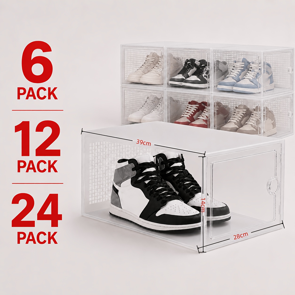 clear shoe boxes stackable sold on Temu United States