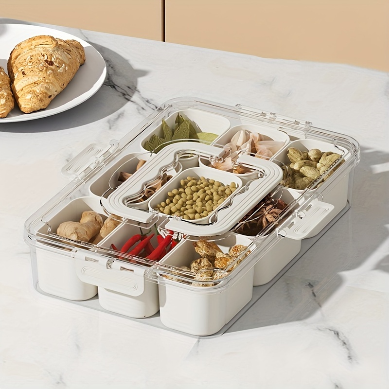 Versatile 6/9-compartment Serving Tray With Handle & Lid - Perfect For ...