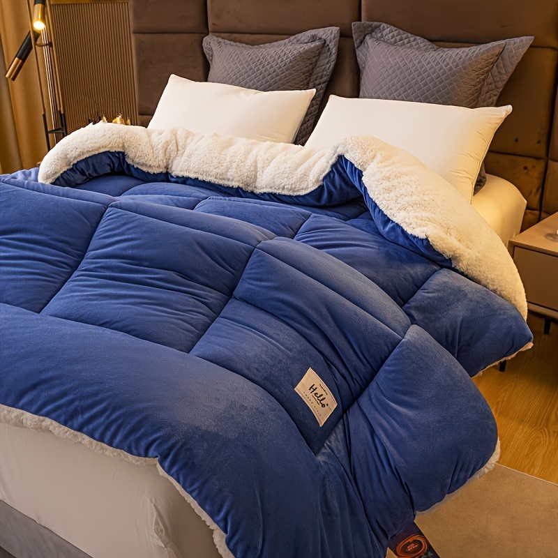 1pc Luxury Milk Velvet Sherpa Comforter, Soft Plush Breathable Bedding ...