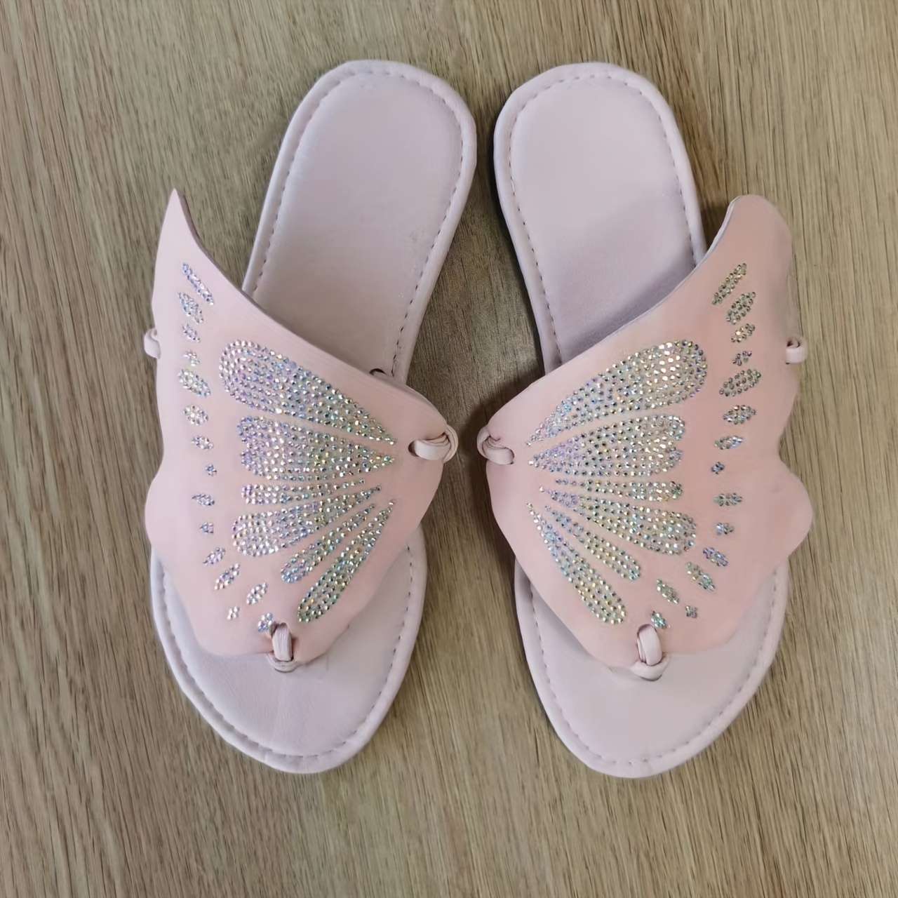 Trendy Elegant Rhinestone Butterfly Slippers Girls - Temu Australia