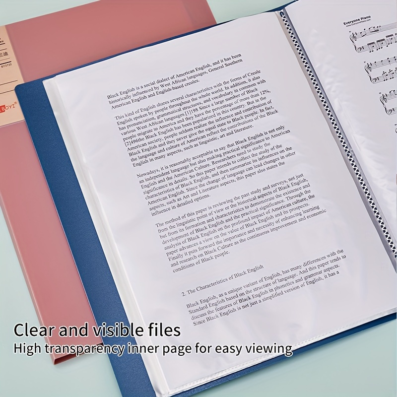 A4 Size Durable Pp File Folders 60 Pages Brown Blue Perfect - Temu